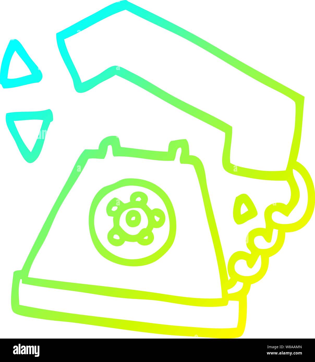 cold gradient line drawing of a cartoon retro telephone Stock Vector ...