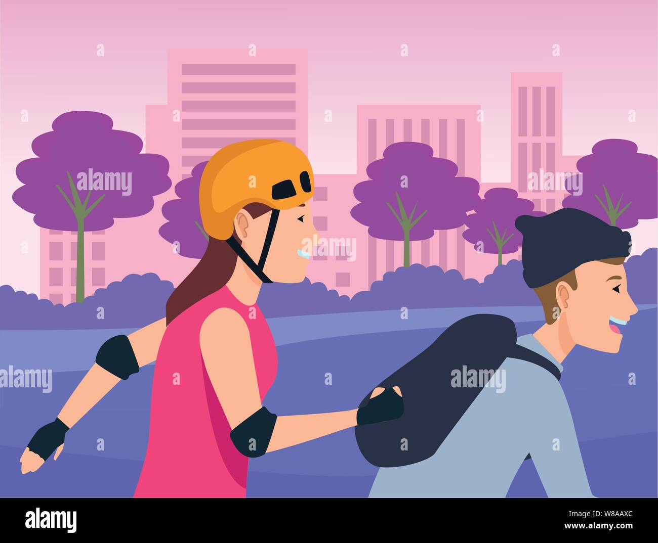 Young couple doing exercise cartoon Stock Vector Image & Art - Alamy
