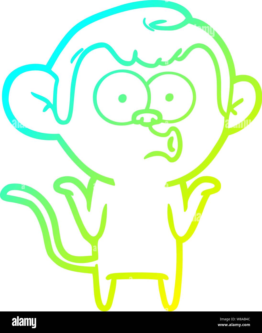 cold gradient line drawing of a cartoon confused monkey Stock Vector ...