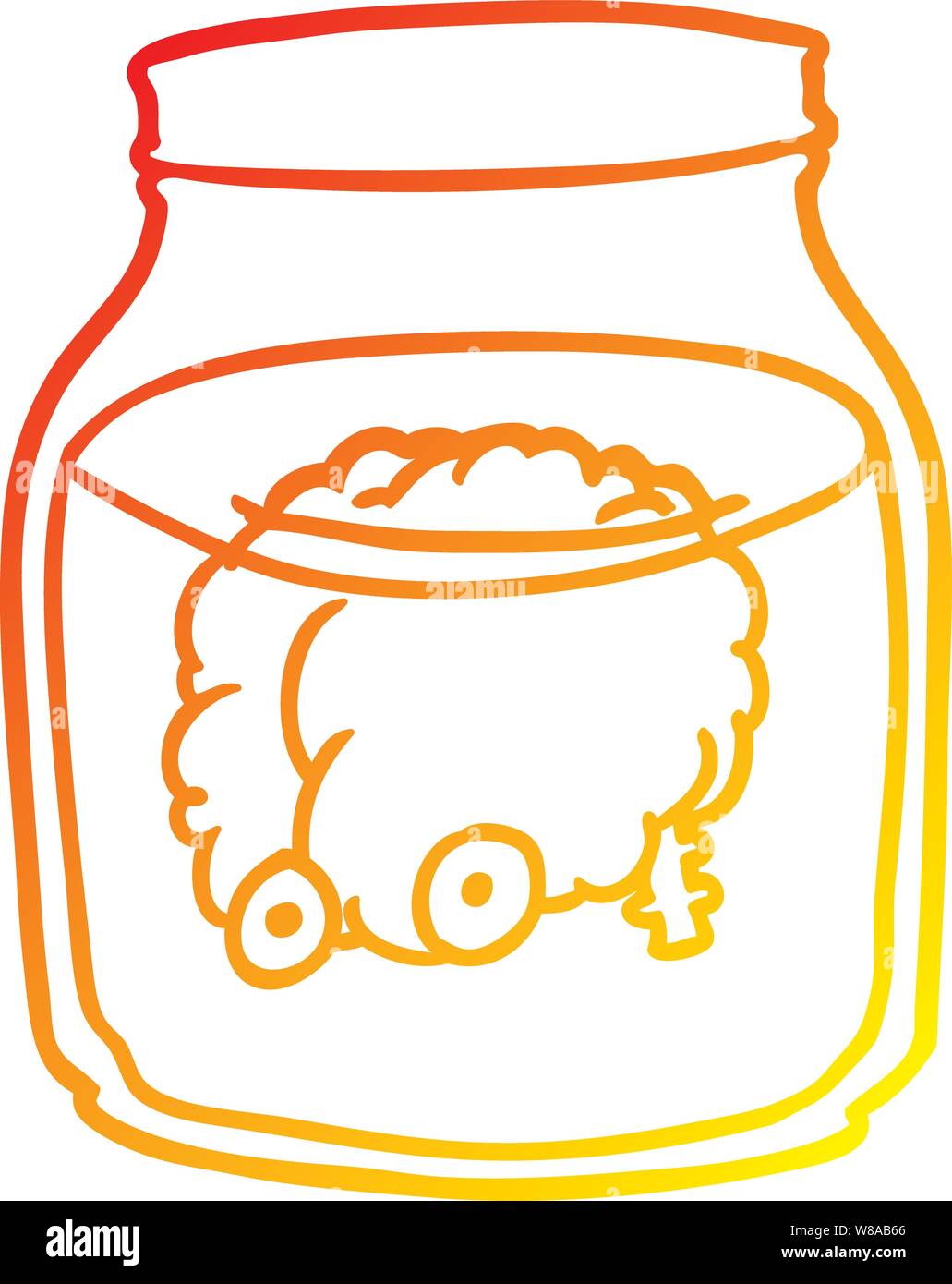 warm gradient line drawing of a spooky brain floating in jar Stock ...