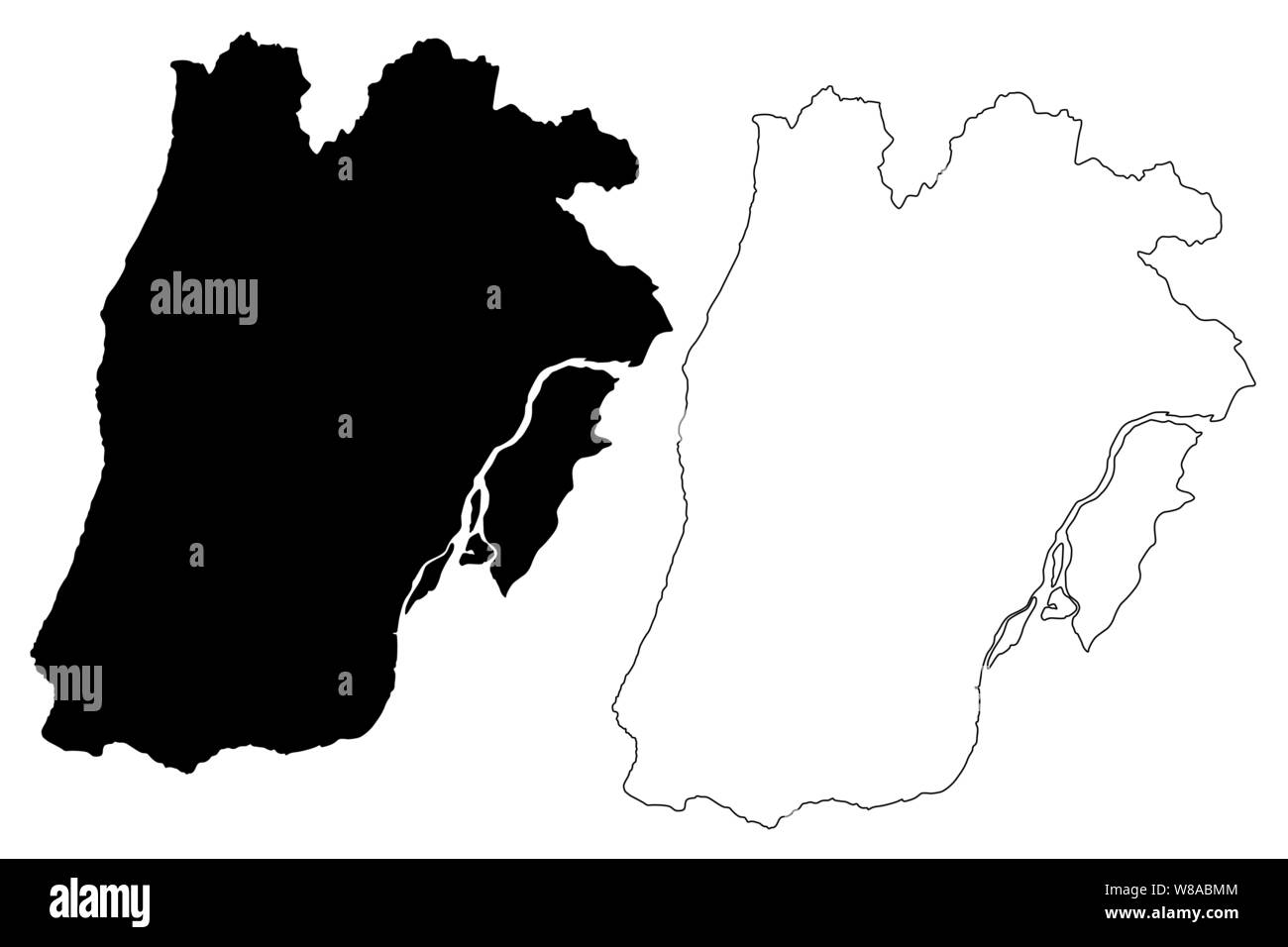 Lisbon District (Portuguese Republic, Portugal) map vector illustration, scribble sketch Lisbon ...