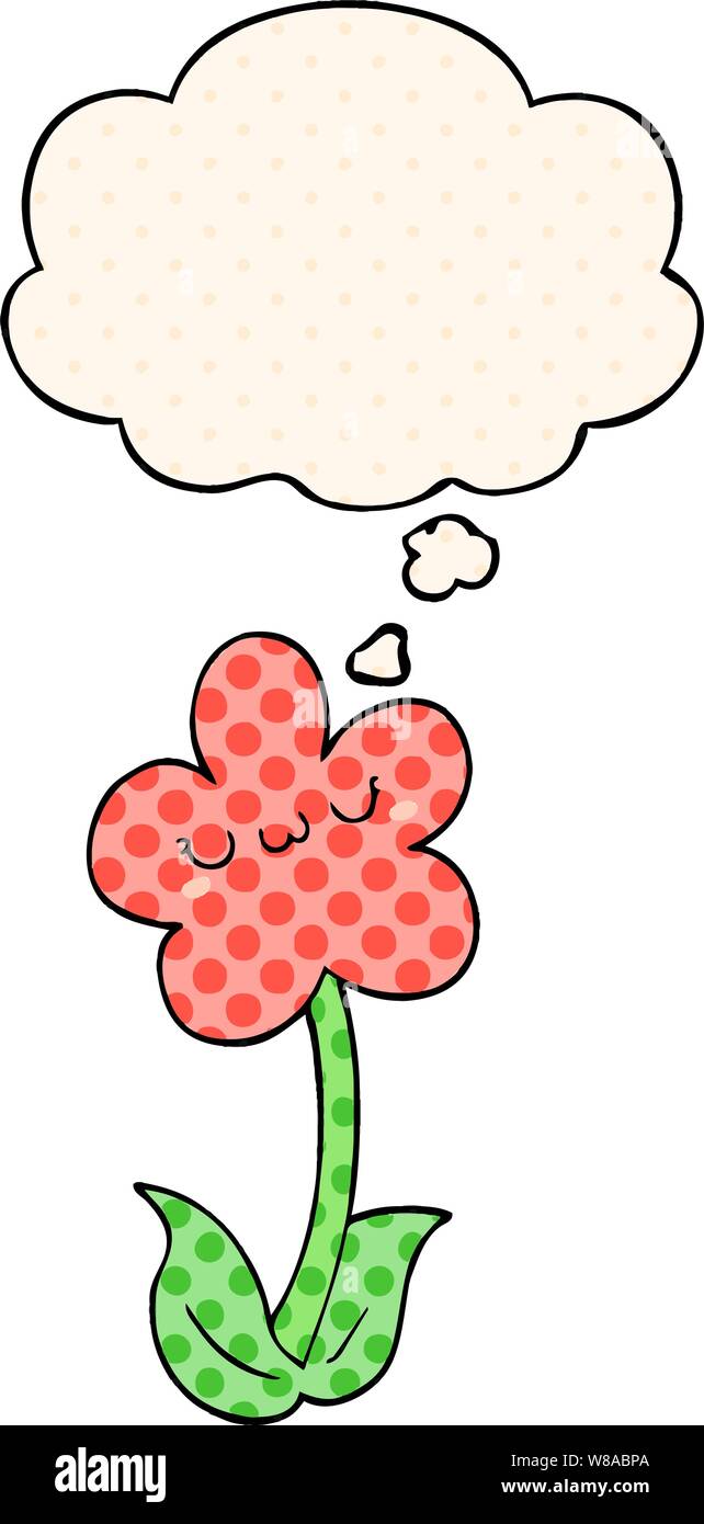 cartoon flower with thought bubble in comic book style Stock Vector ...
