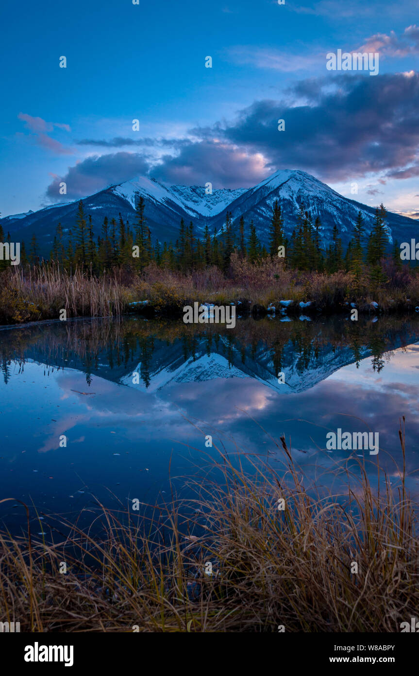 Reflections at Vermillion Lakes in Banff National Park Stock Photo - Alamy