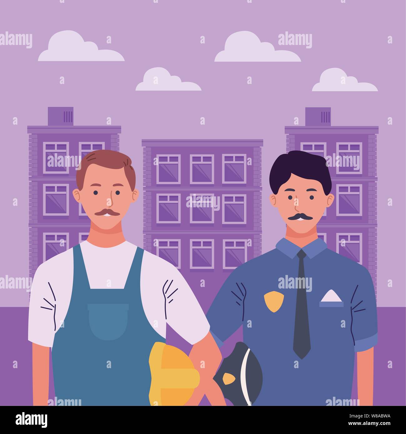 Professionals workers couple smiling cartoons Stock Vector Image & Art ...