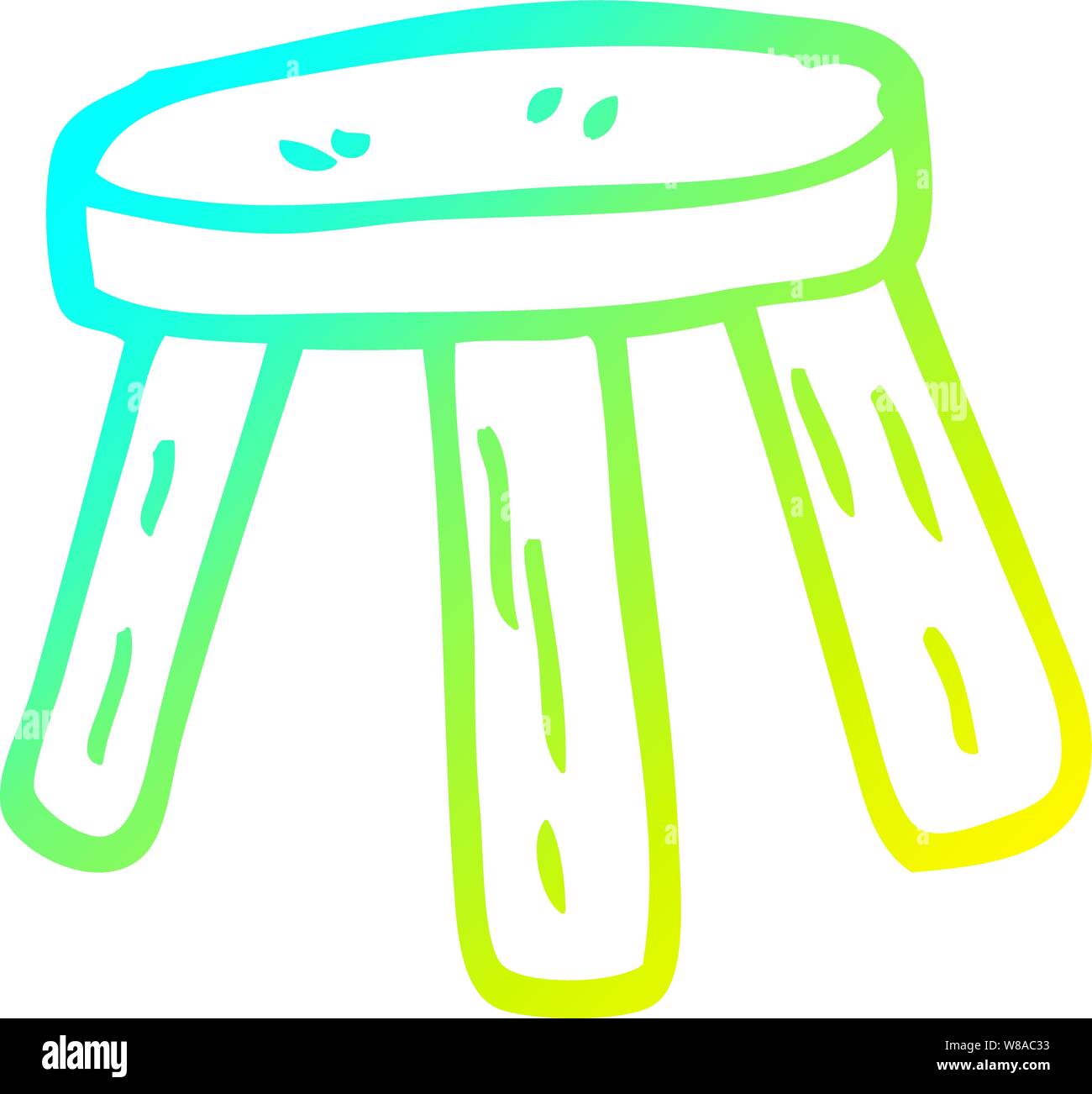 cold gradient line drawing of a cartoon small stool Stock Vector Image ...