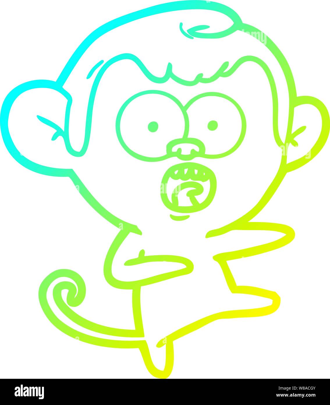 cold gradient line drawing of a cartoon shocked monkey Stock Vector ...