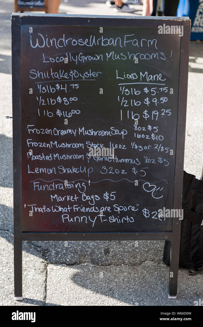 The Wind Rose Urban Farm price list stands at Fort Wayne's Farmer's ...