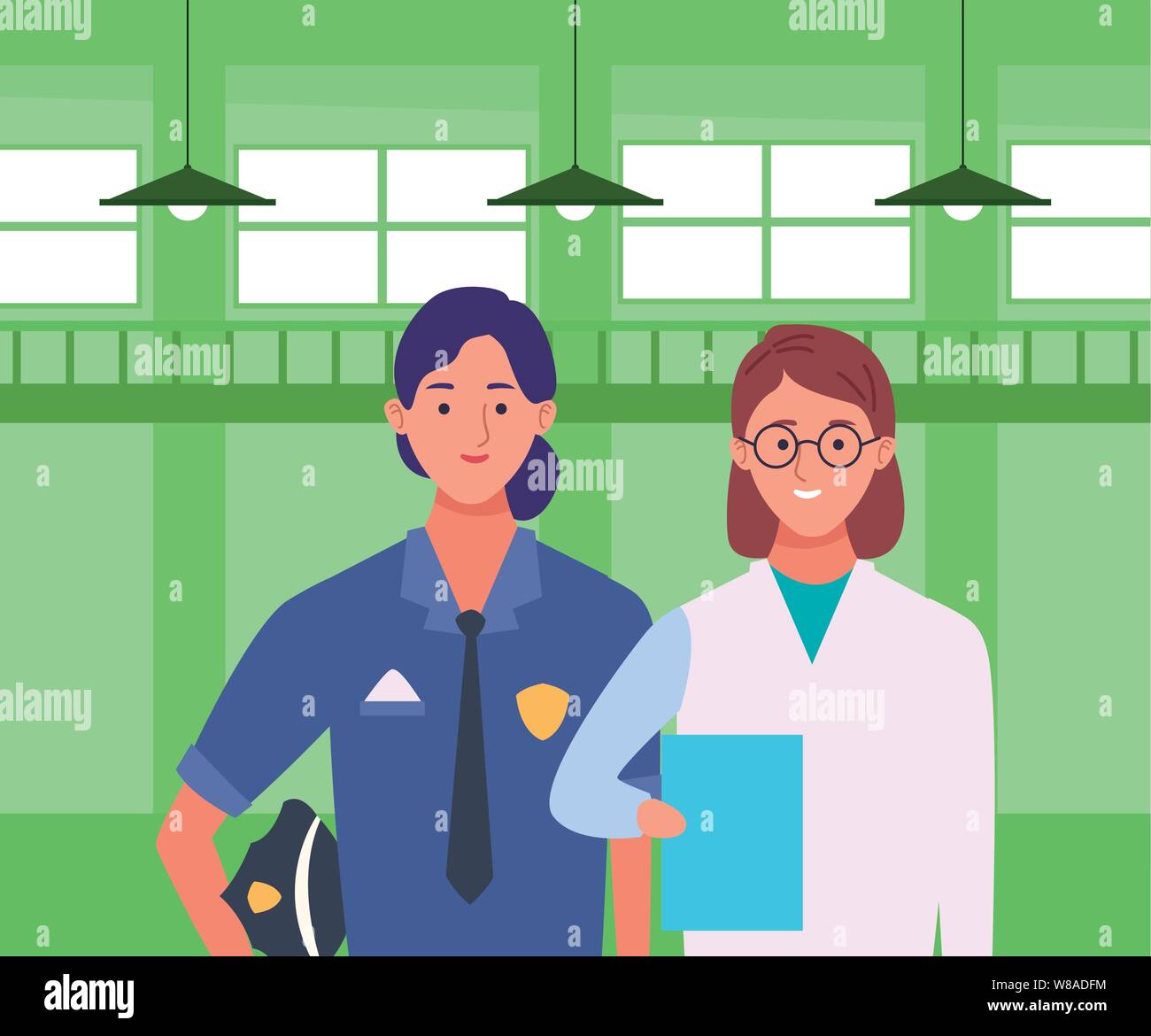 Professionals workers couple smiling cartoons Stock Vector Image & Art ...