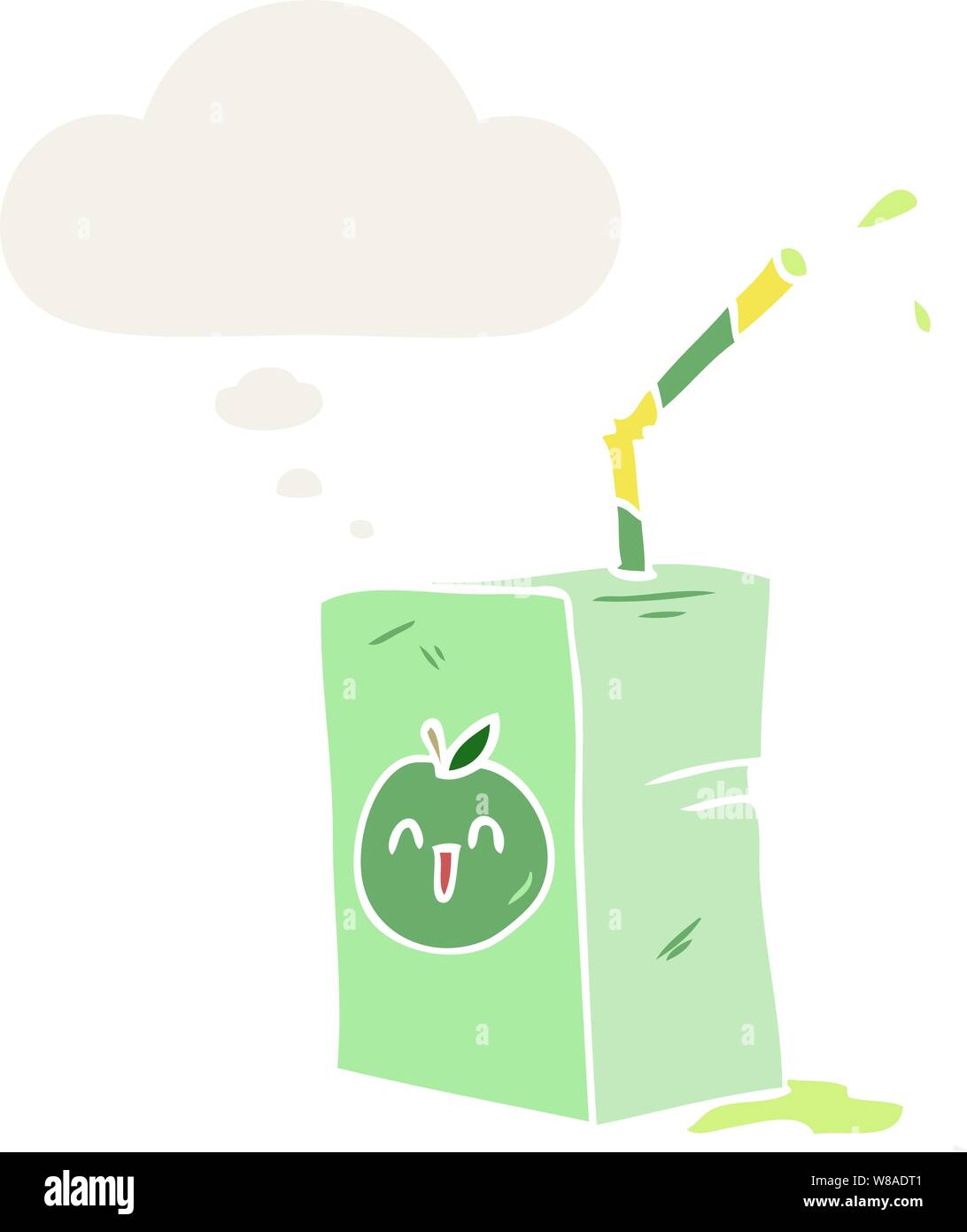 cartoon juice box with thought bubble in retro style Stock Vector Image ...