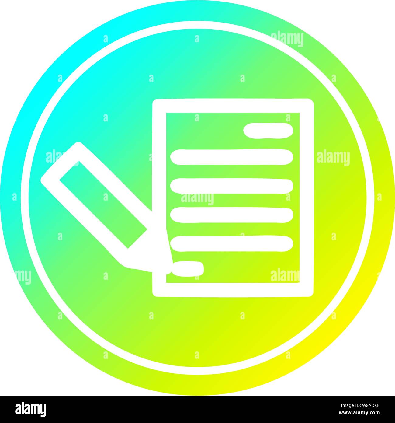document and pencil circular icon with cool gradient finish Stock ...