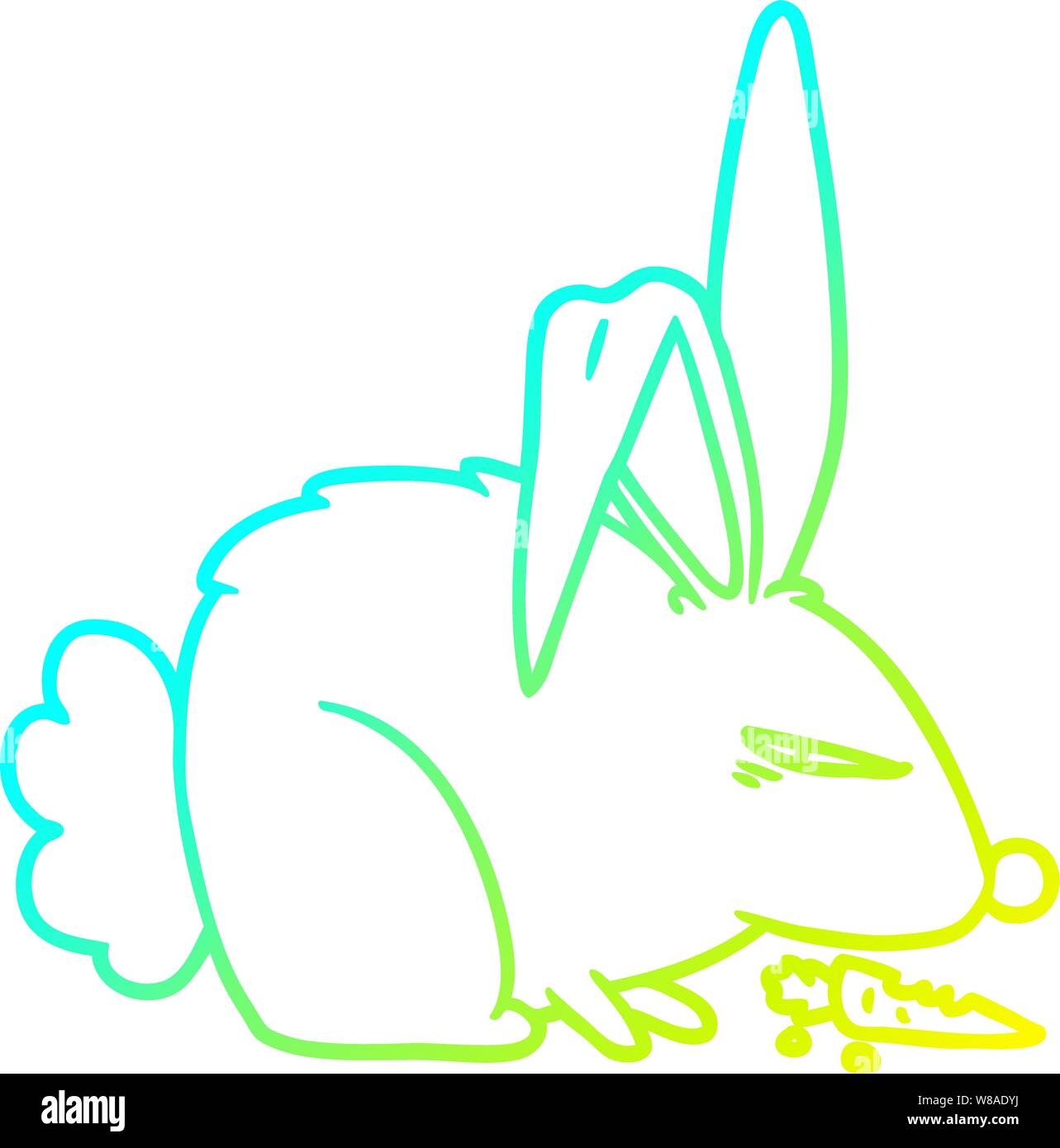 cold gradient line drawing of a cartoon annoyed rabbit Stock Vector ...