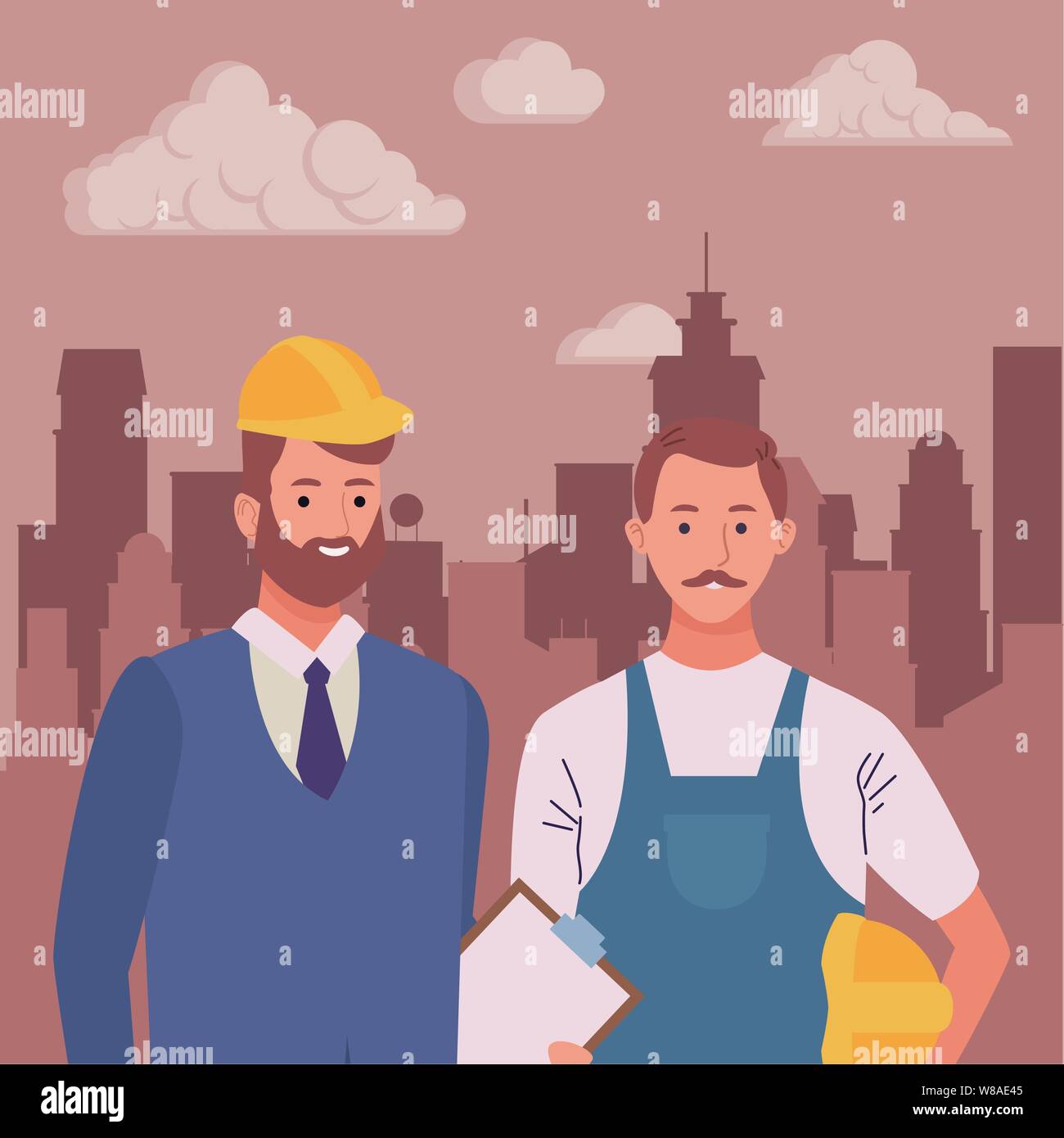 Professionals workers couple smiling cartoons Stock Vector Image & Art ...