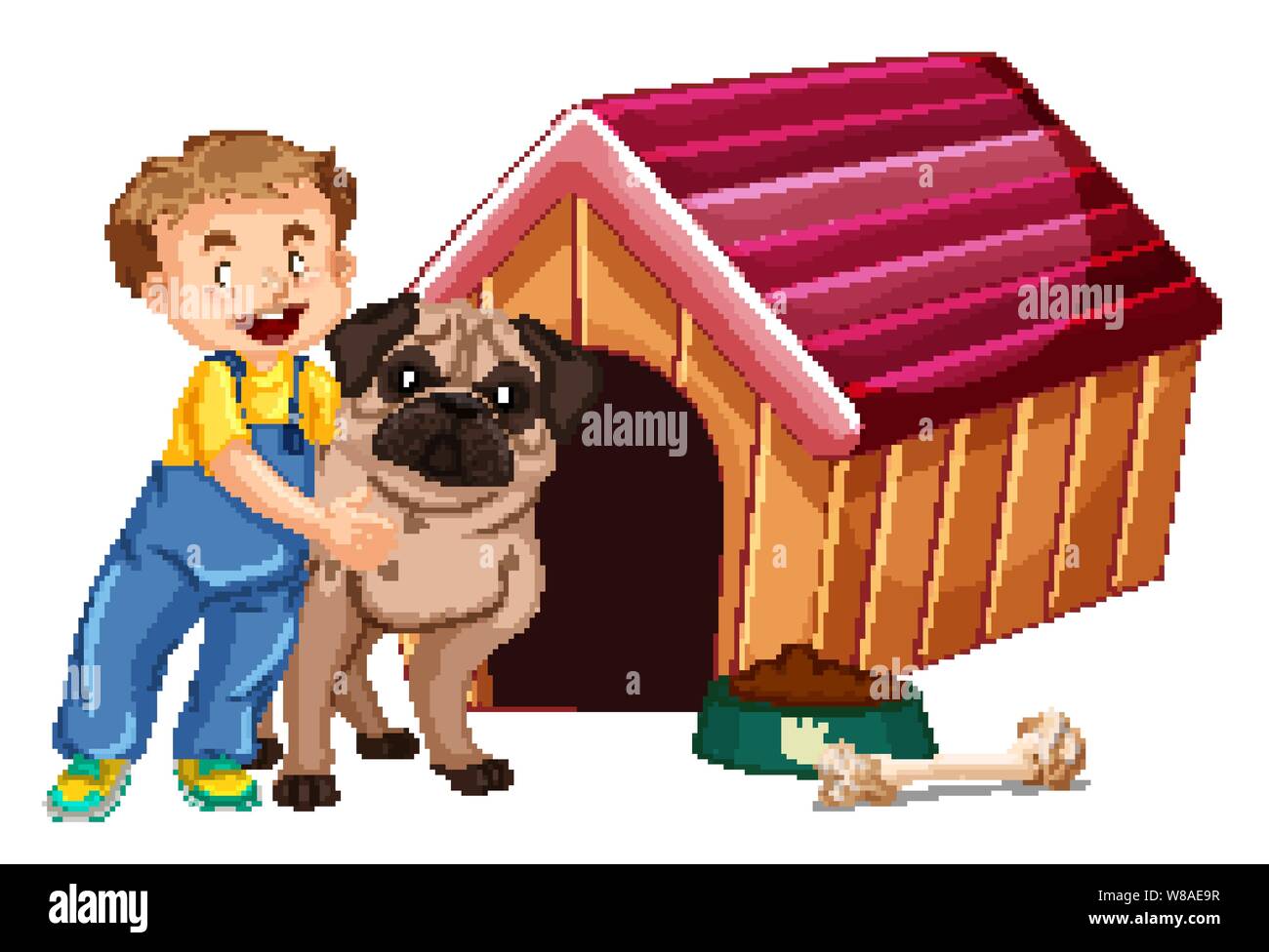 Children with animals on isolated background illustration Stock Vector ...