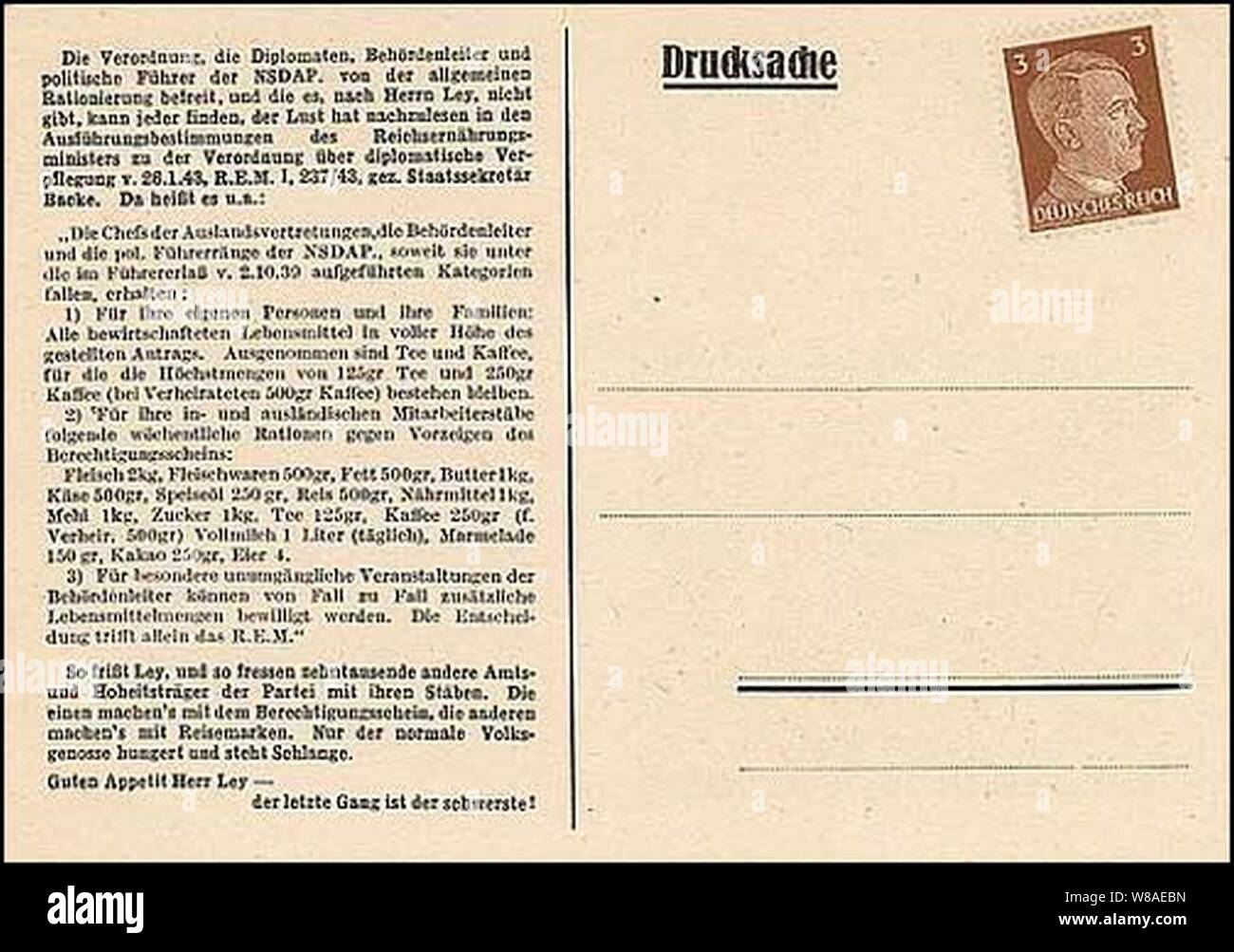 Demoralization Leaflet Robert Ley Postcard back Stock Photo - Alamy