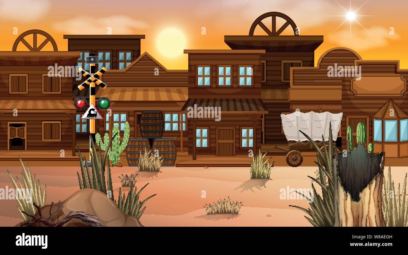 Western desert themed scene in nature illustration Stock Vector Image ...