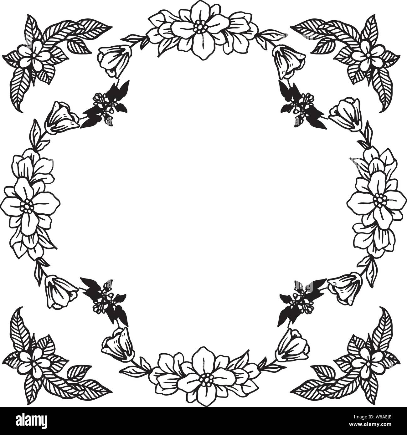 Flower frame in sketch style, for various design of greeting card ...