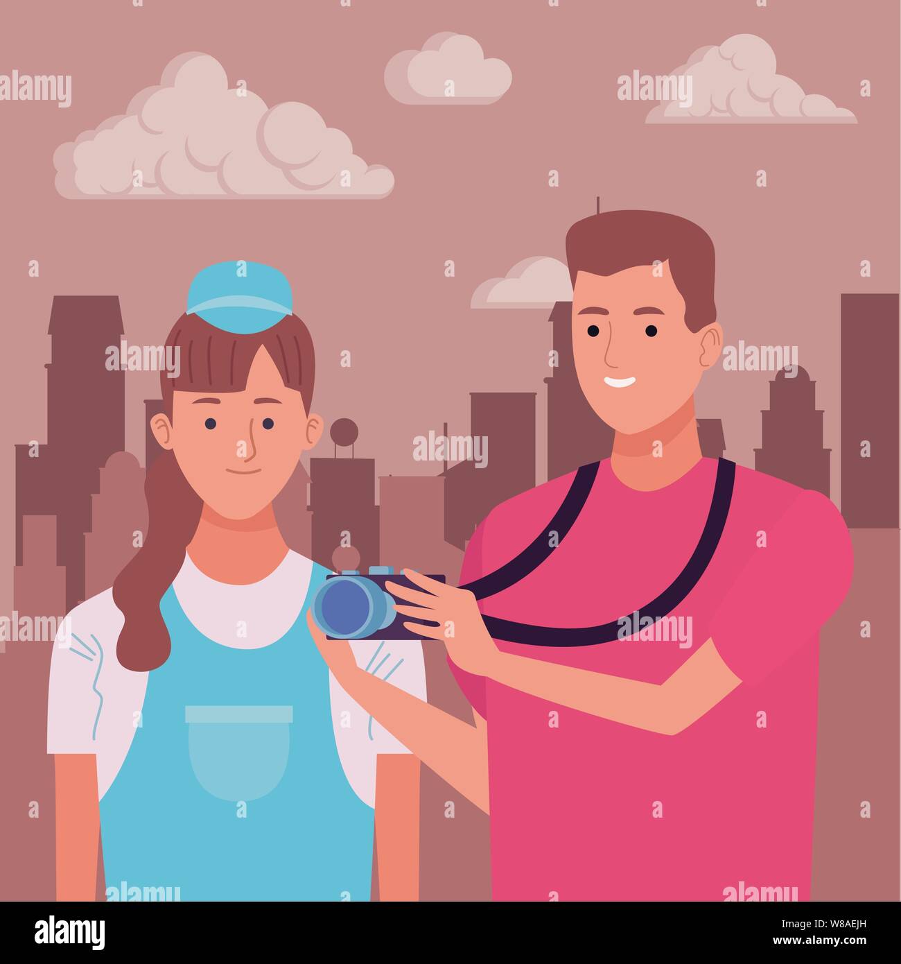 Professionals workers couple smiling cartoons Stock Vector Image & Art ...