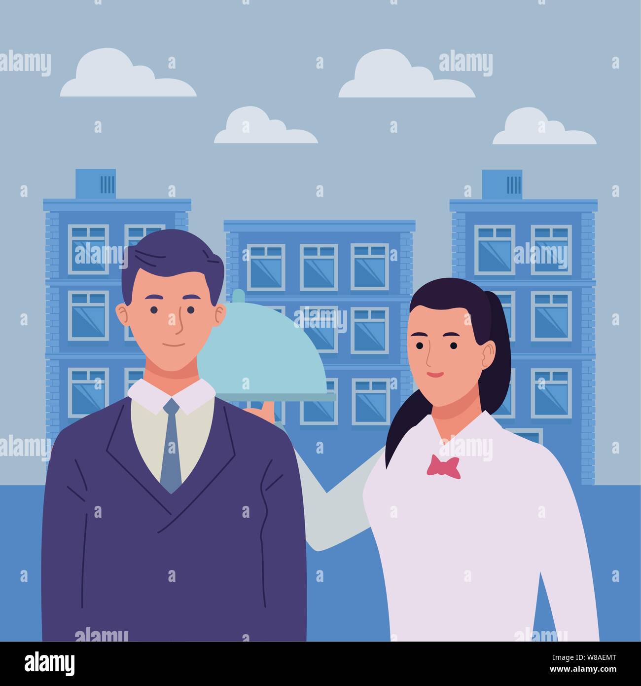 Professionals workers couple smiling cartoons Stock Vector Image & Art ...