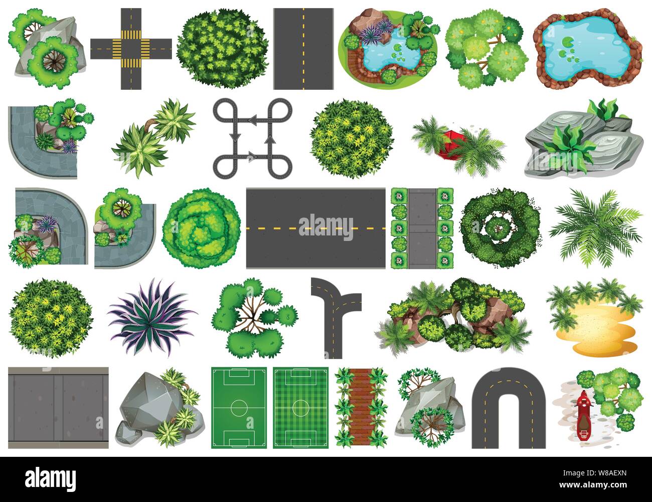 Collection of outdoor nature themed objects and plant elements ...