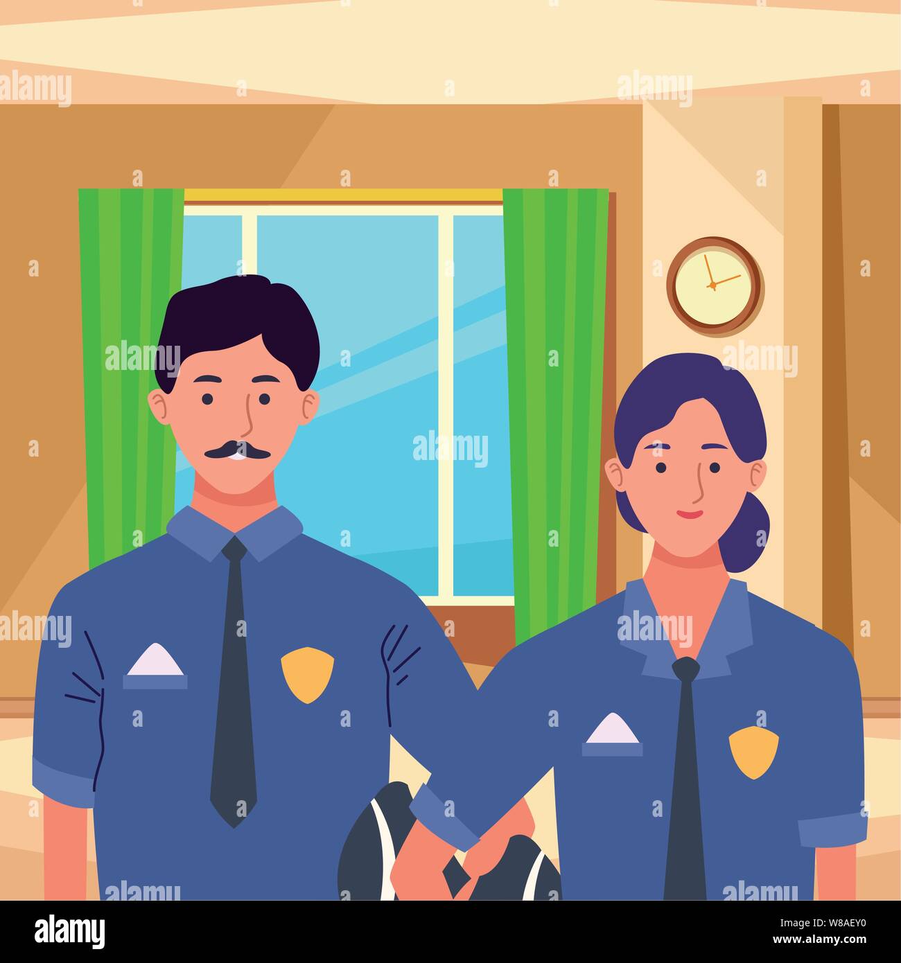 Professionals workers couple smiling cartoons Stock Vector Image & Art ...