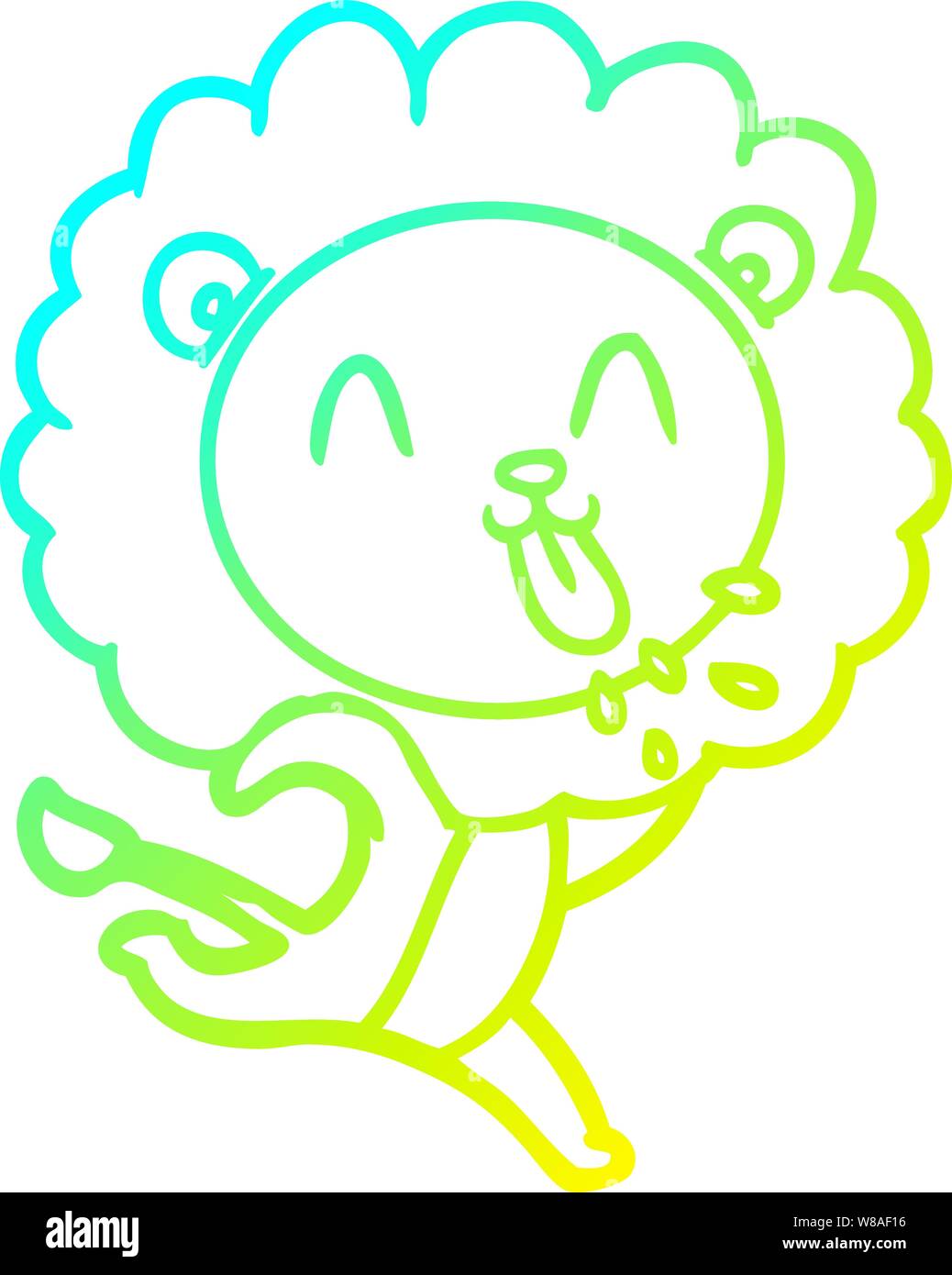 cold gradient line drawing of a happy cartoon lion Stock Vector Image ...