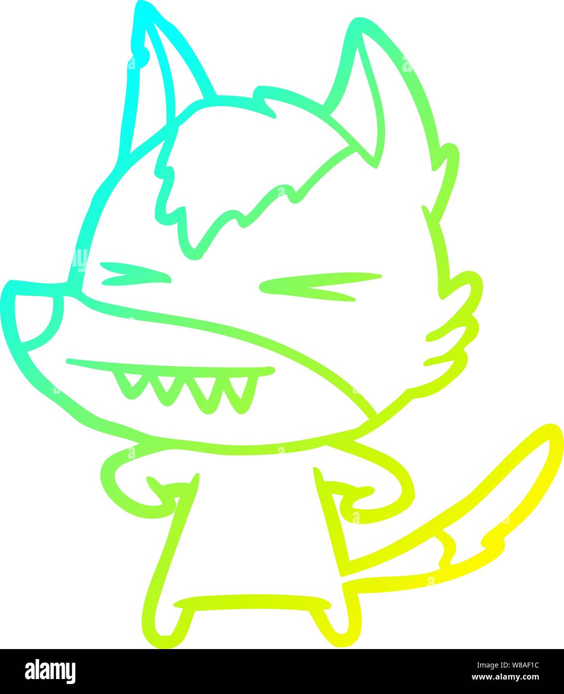 cold gradient line drawing of a angry wolf cartoon Stock Vector Image ...