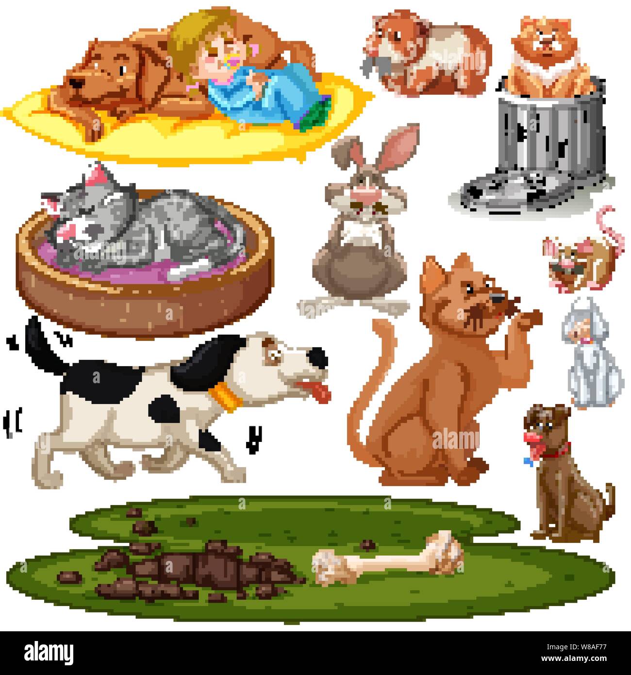 Set of isolated kid and pets illustration Stock Vector Image & Art - Alamy