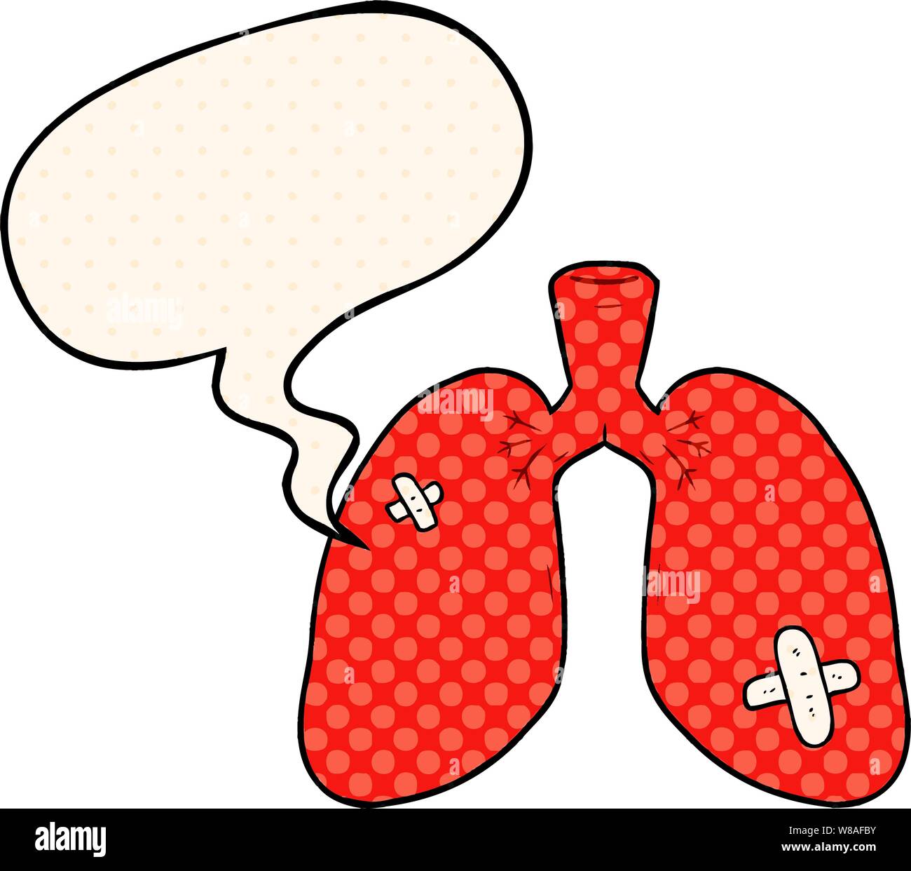 cartoon repaired lungs with speech bubble in comic book style Stock ...