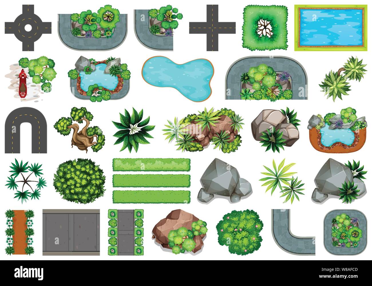 Collection of outdoor nature themed objects and plant elements ...