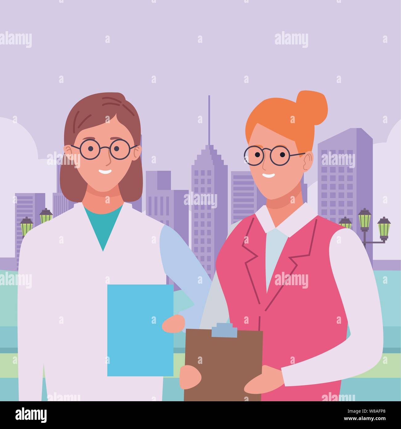 Professionals workers couple smiling cartoons Stock Vector Image & Art ...