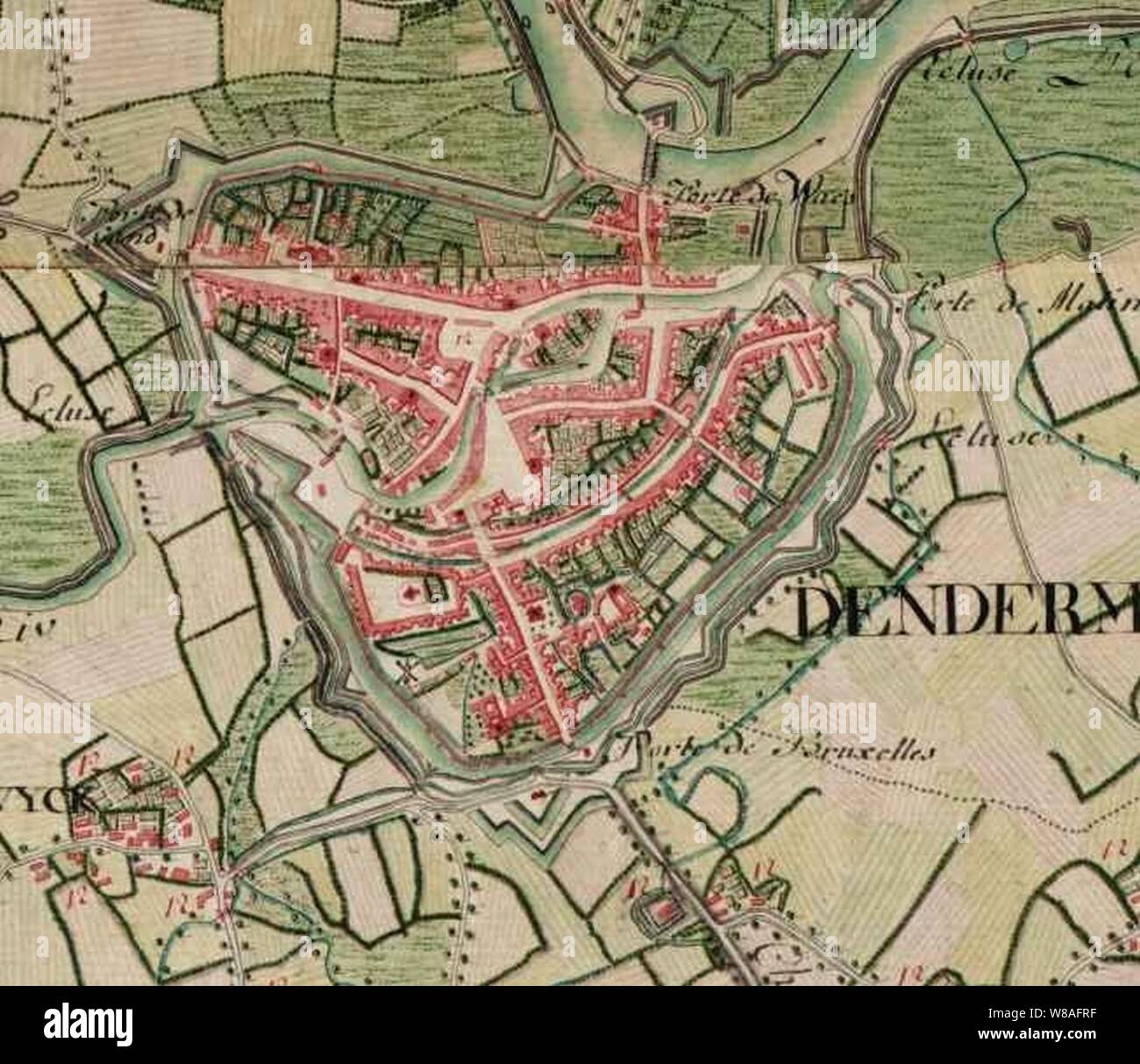 Dendermonde Belgium ; Ferraris Map Stock Photo - Alamy