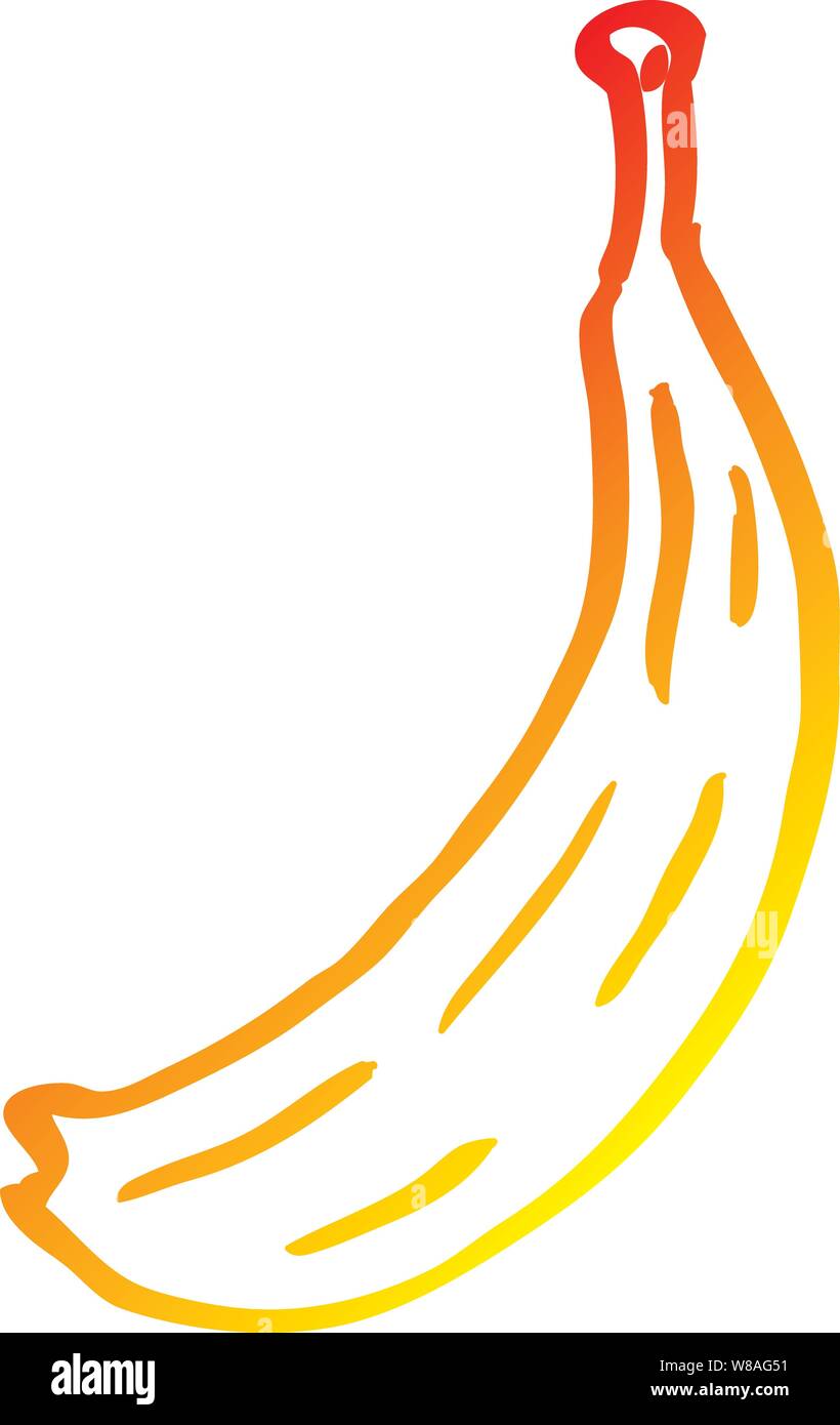 warm gradient line drawing of a cartoon banana Stock Vector Image & Art ...