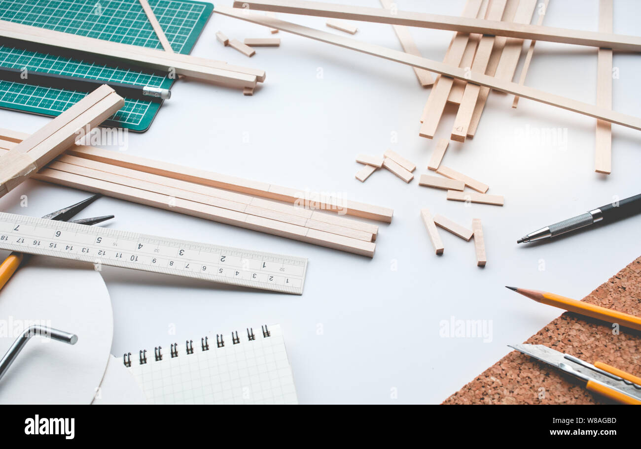 Worktable with balsa wood material.Diy,design project,invention concept ...