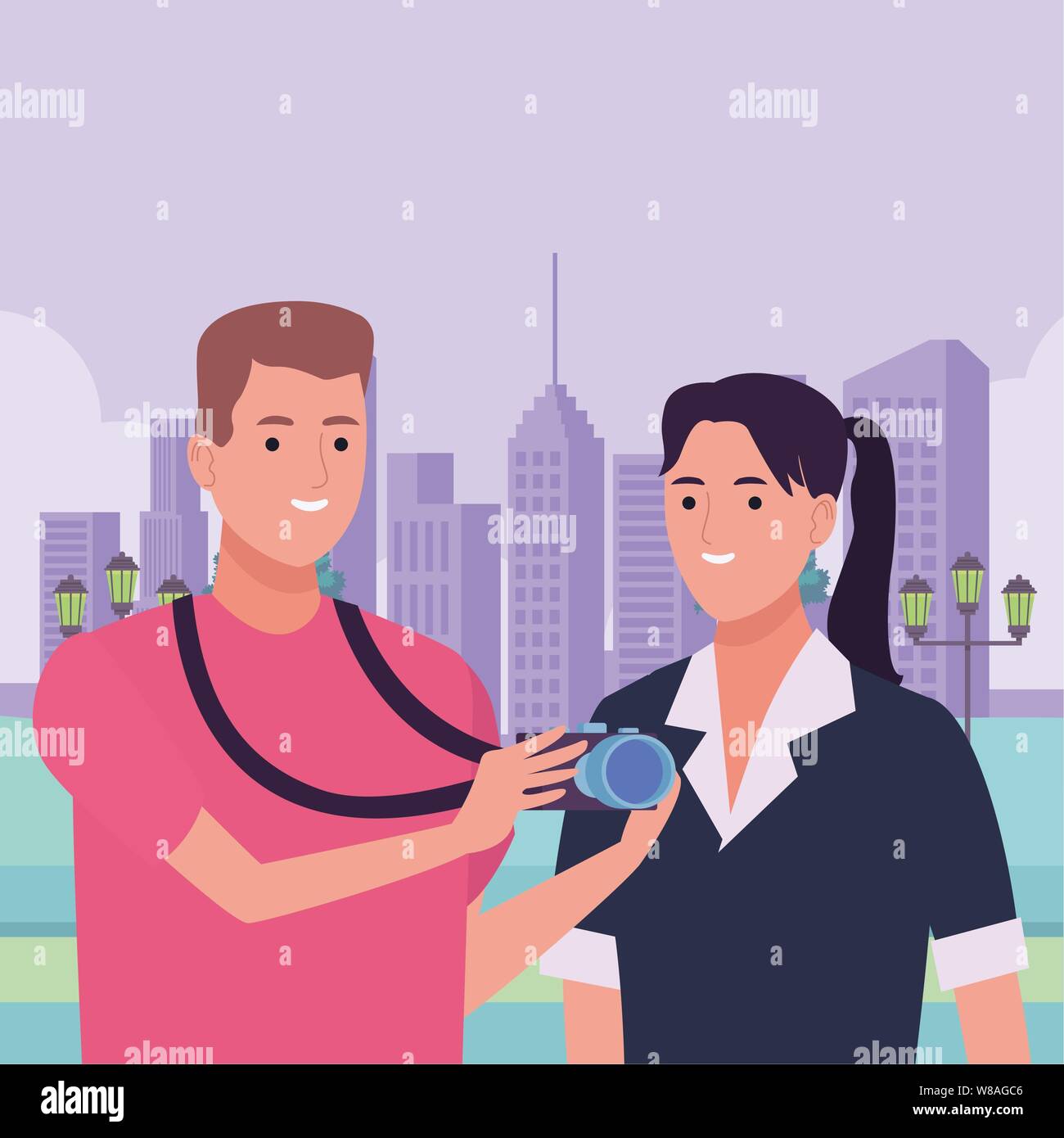 Professionals workers couple smiling cartoons Stock Vector Image & Art ...