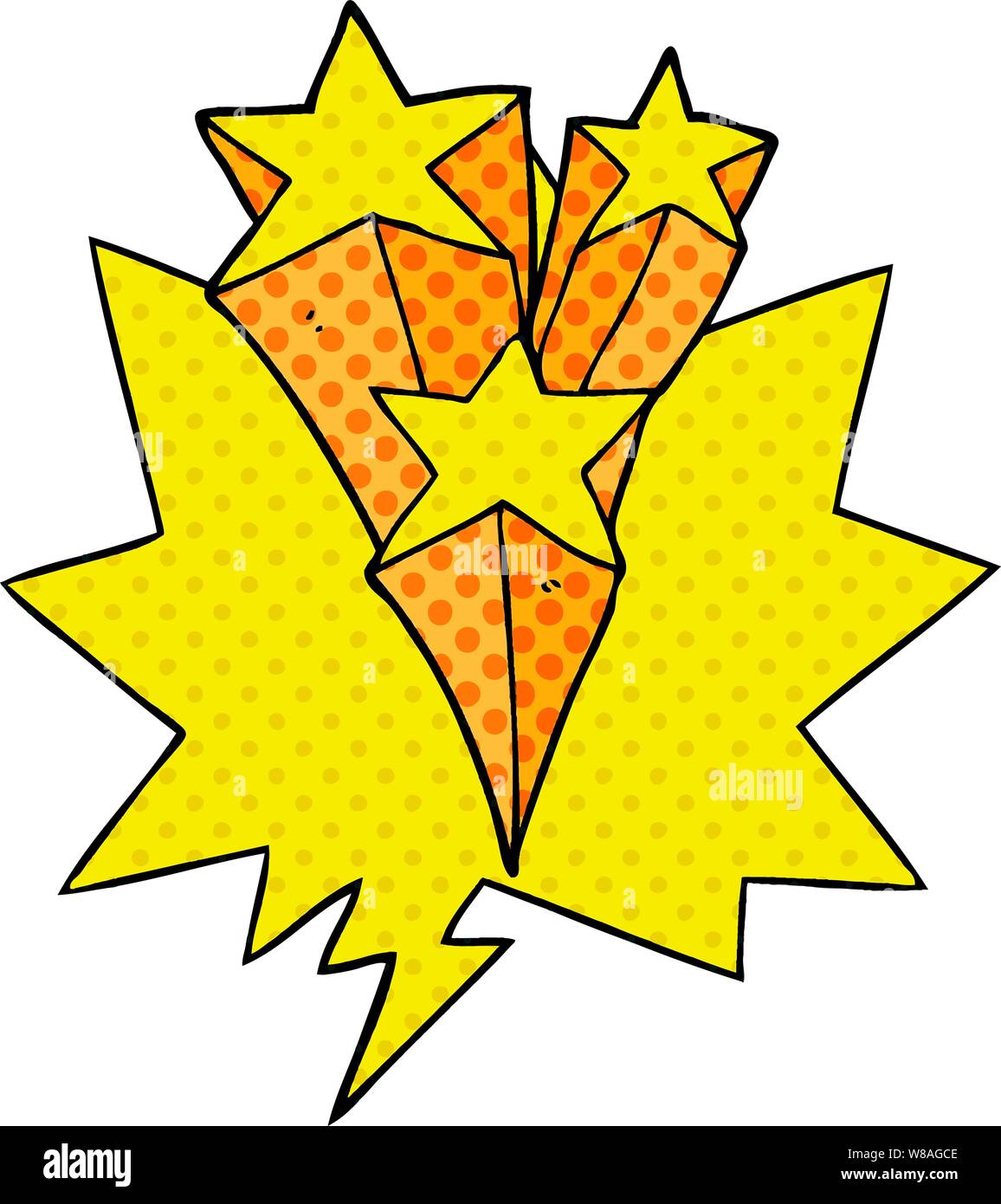 cartoon shooting stars with speech bubble in comic book style Stock ...