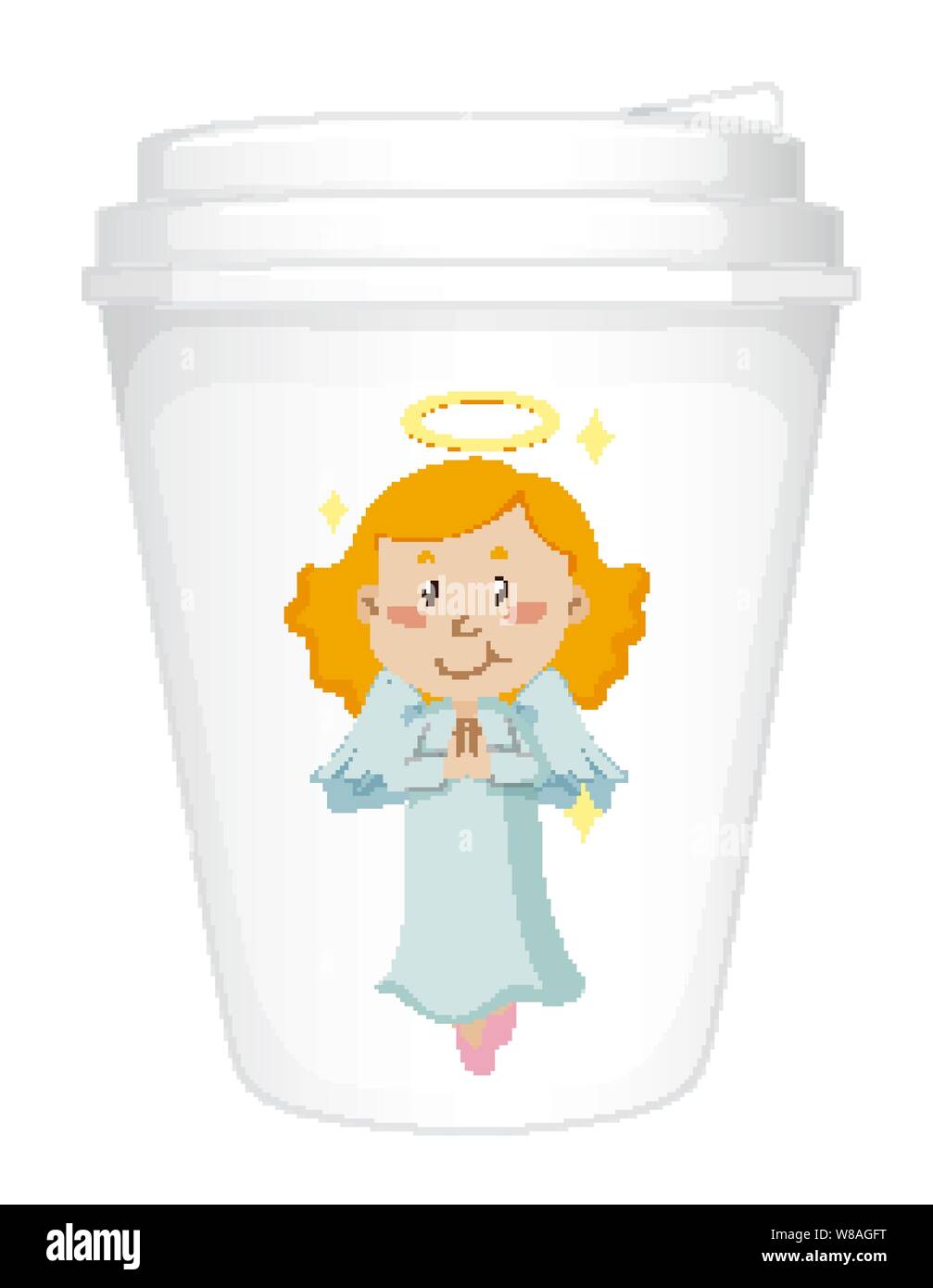 Paper cup template with happy angel illustration Stock Vector Image ...