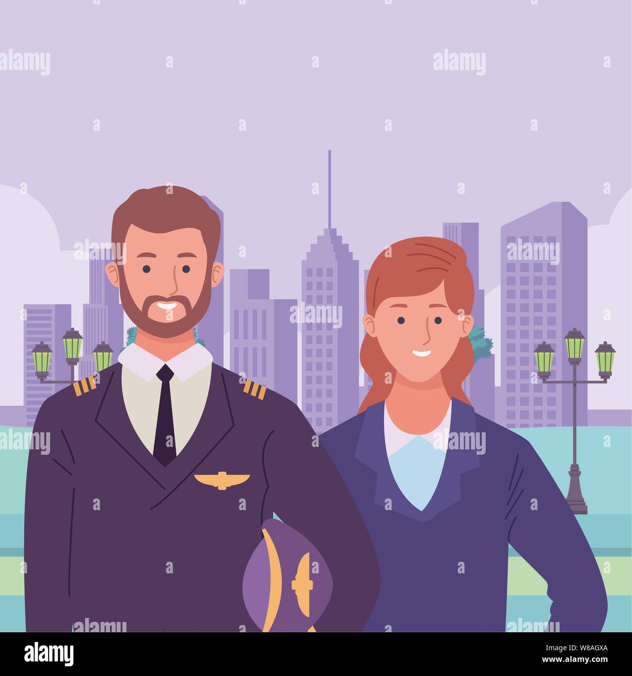 Professionals workers couple smiling cartoons Stock Vector Image & Art ...