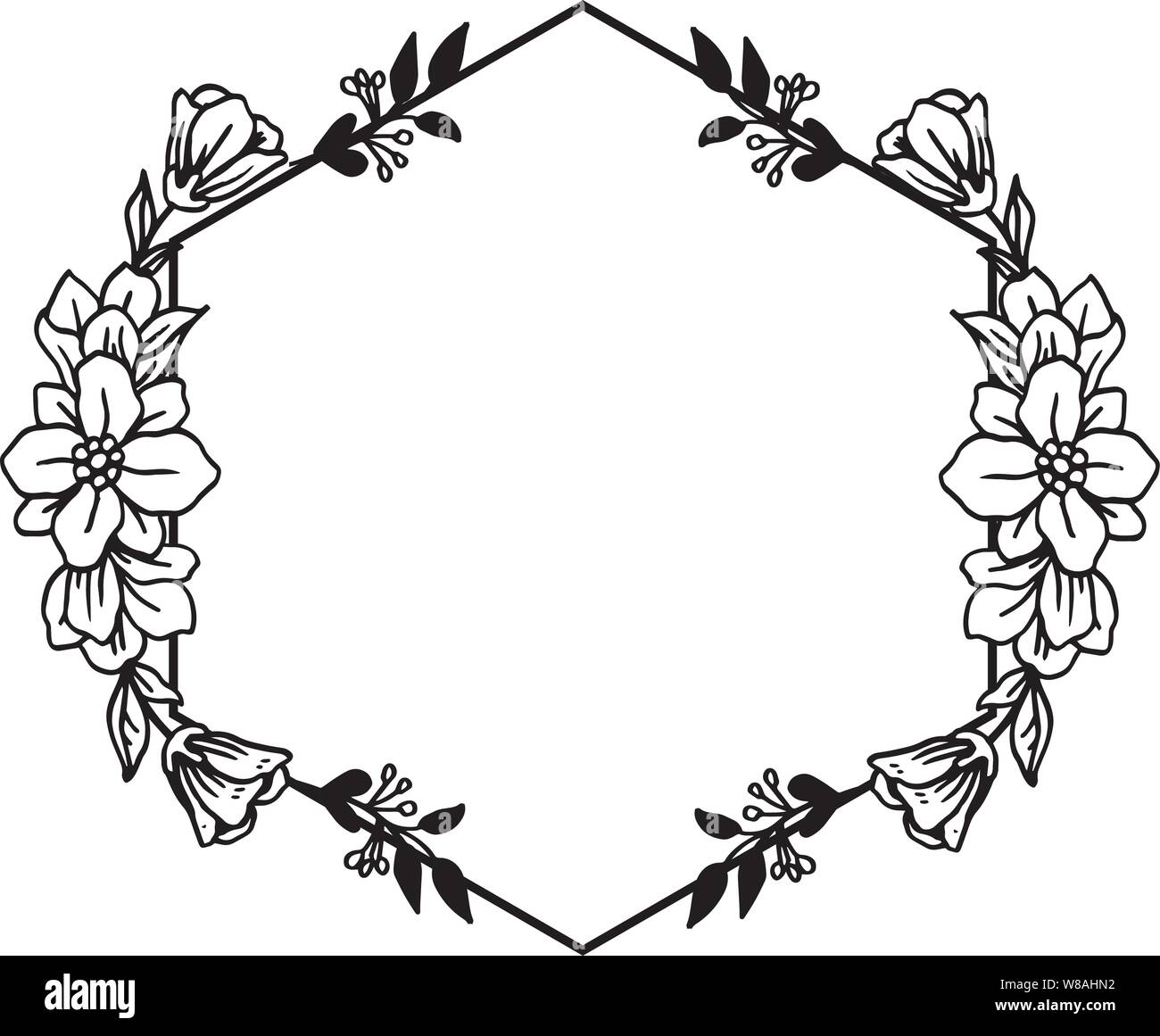 Flower frame in sketch style, for various design of greeting card ...