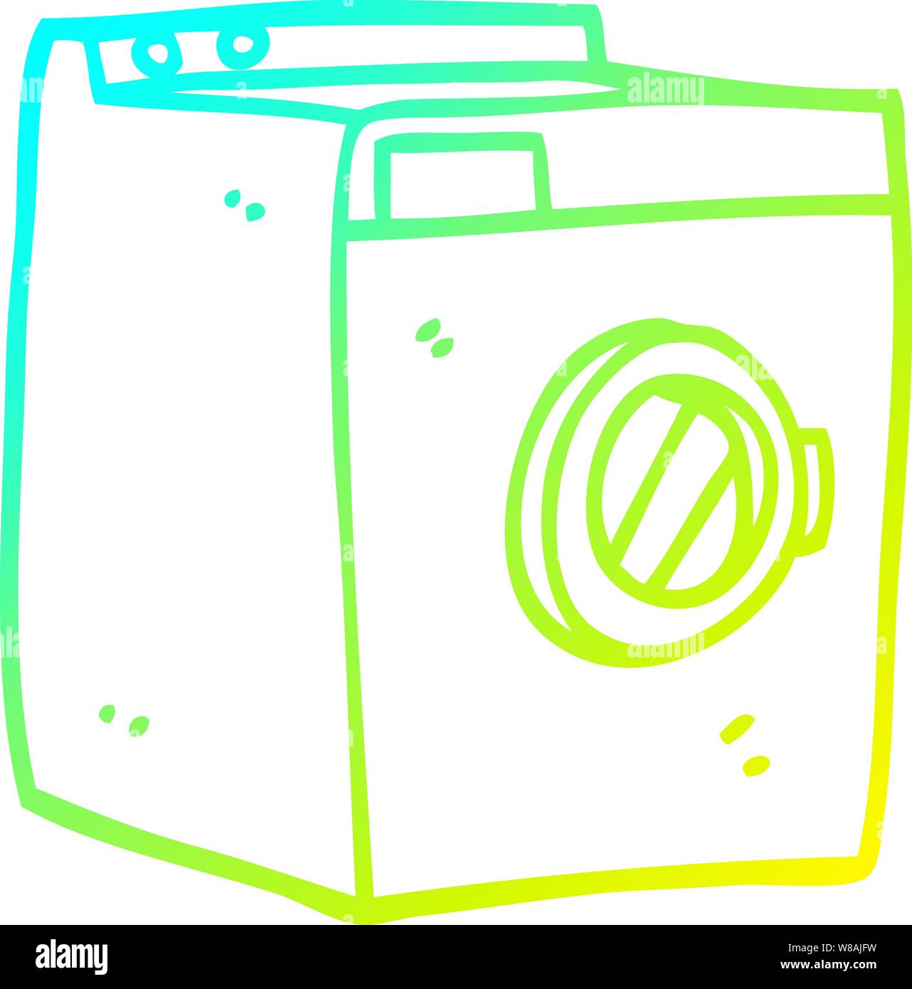 cold gradient line drawing of a cartoon washing machine Stock Vector ...
