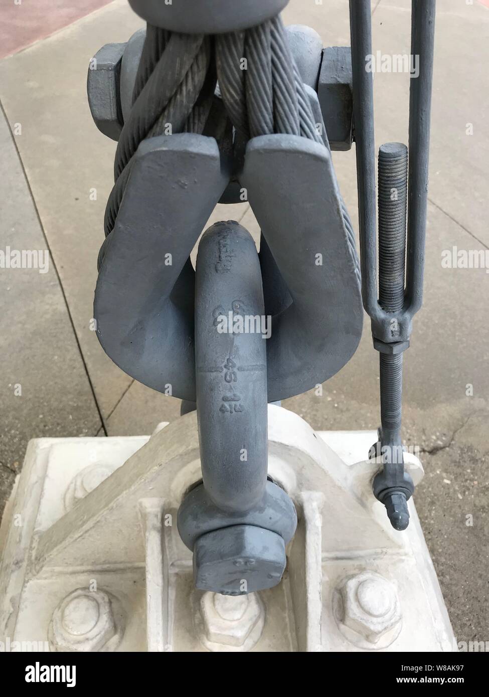 Plate Steel connector with cables . Photo image Stock Photo - Alamy