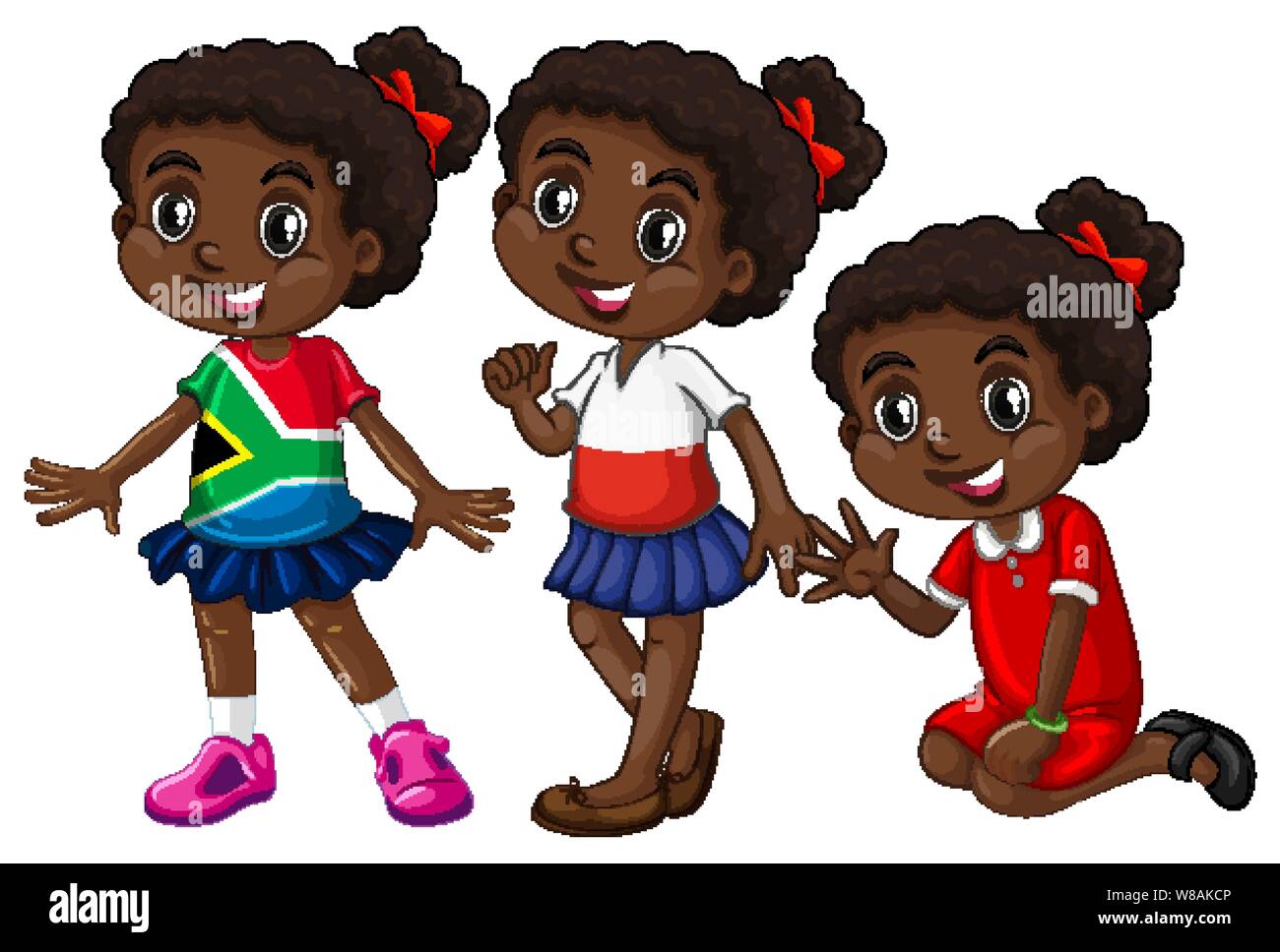 Happy girl in different actions illustration Stock Vector Image & Art ...