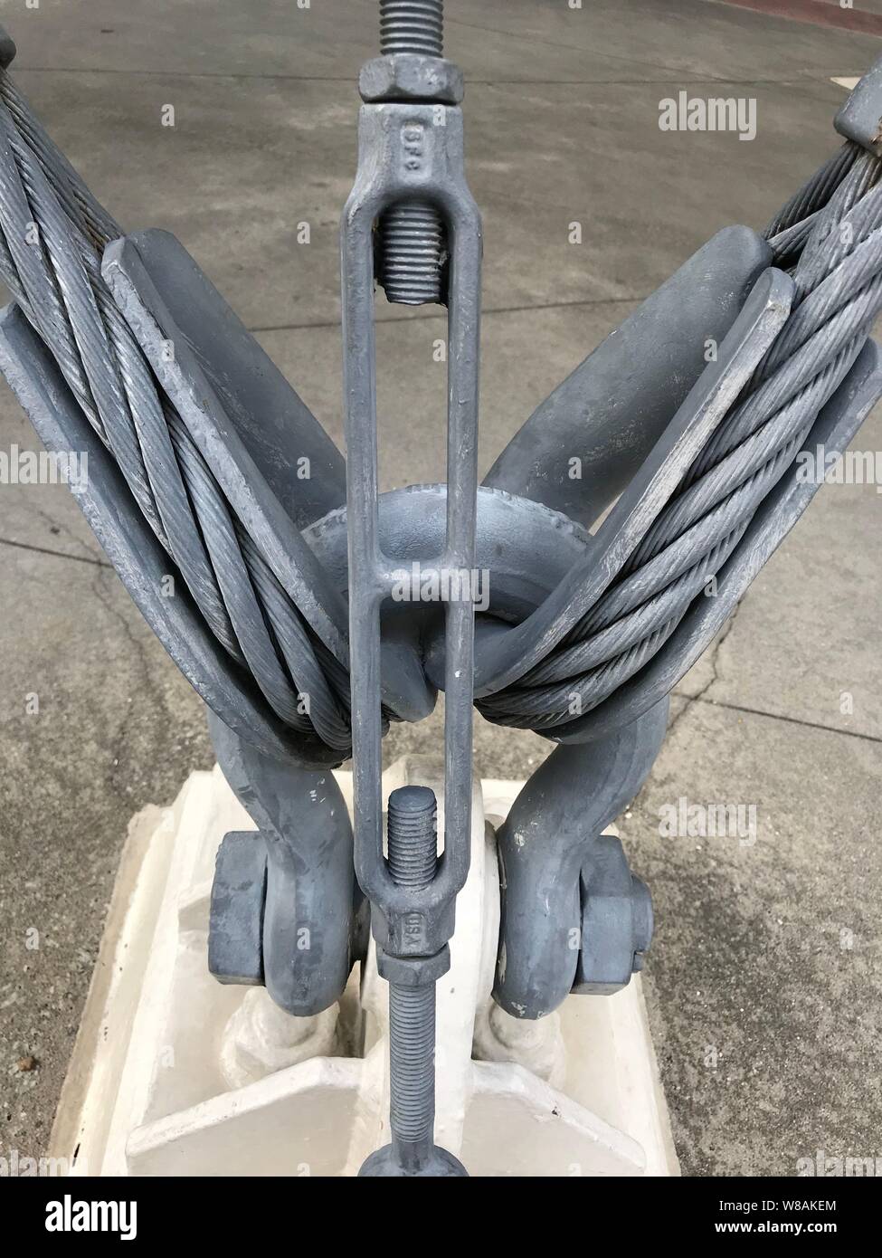 Plate Steel connector with cables. Photo image Stock Photo - Alamy