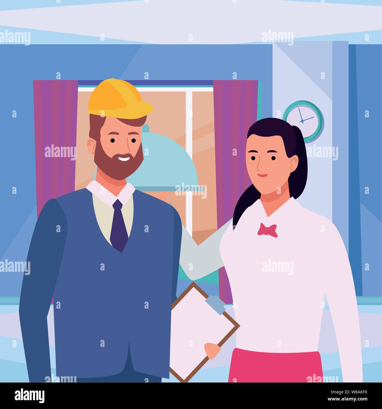 Professionals workers couple smiling cartoons Stock Vector Image & Art ...
