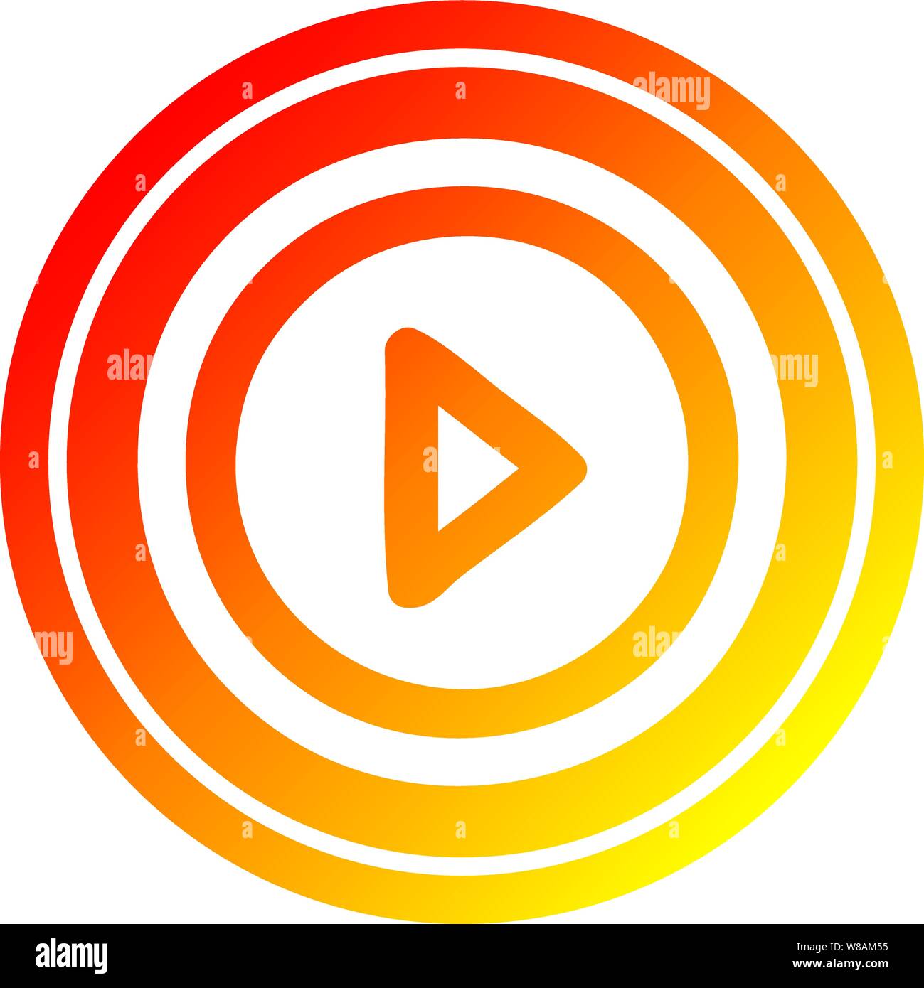 play button circular icon with warm gradient finish Stock Vector Image ...