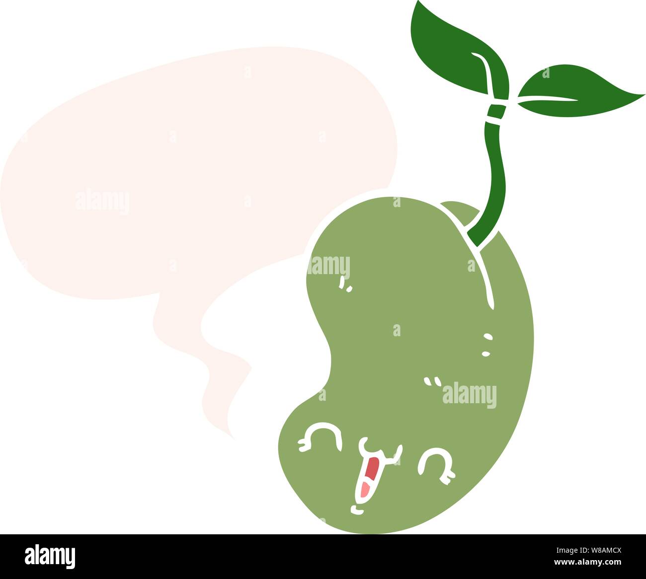 cute cartoon seed sprouting with speech bubble in retro style Stock ...