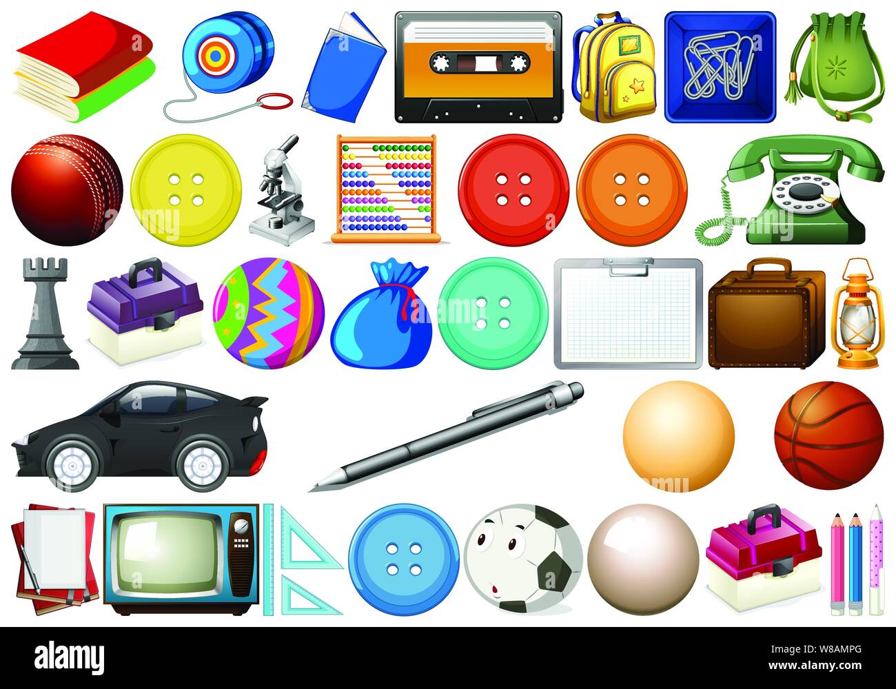 Assorted objects white background Stock Vector Images - Alamy