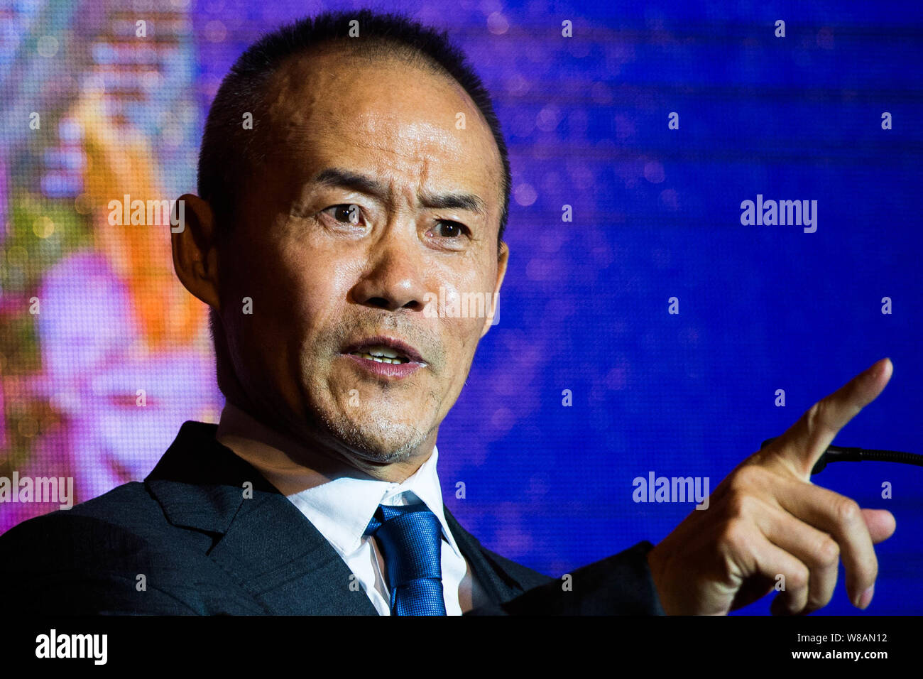 Wang Shi, Chairman of China Vanke Co., Ltd., delivers a speech at a ...