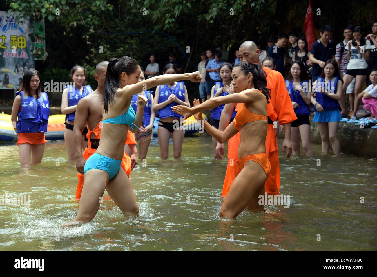 Female Chinese Rafting Lifeguard Candidates Learn Fighting Skills