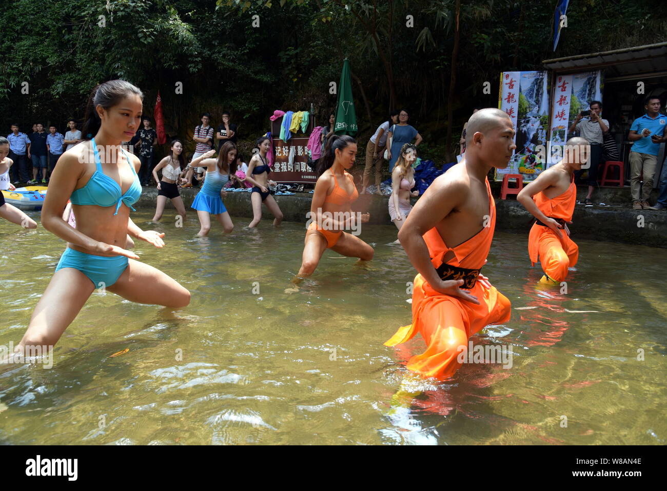 Chinese Shaolin Monks Instruct Female Rafting Lifeguard Candidates To