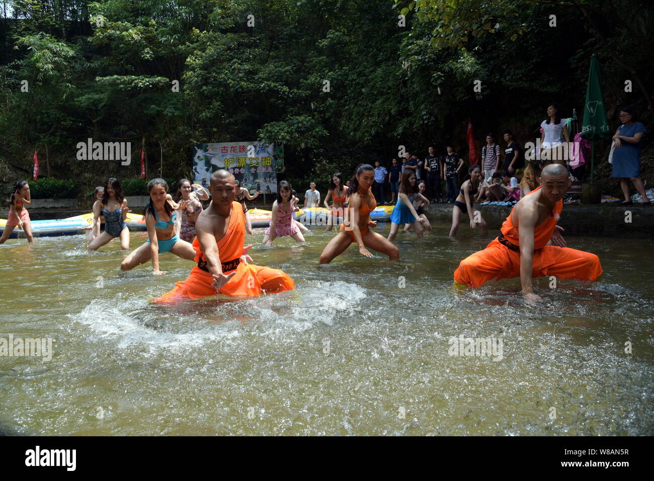 Chinese Shaolin Monks Instruct Female Rafting Lifeguard Candidates To